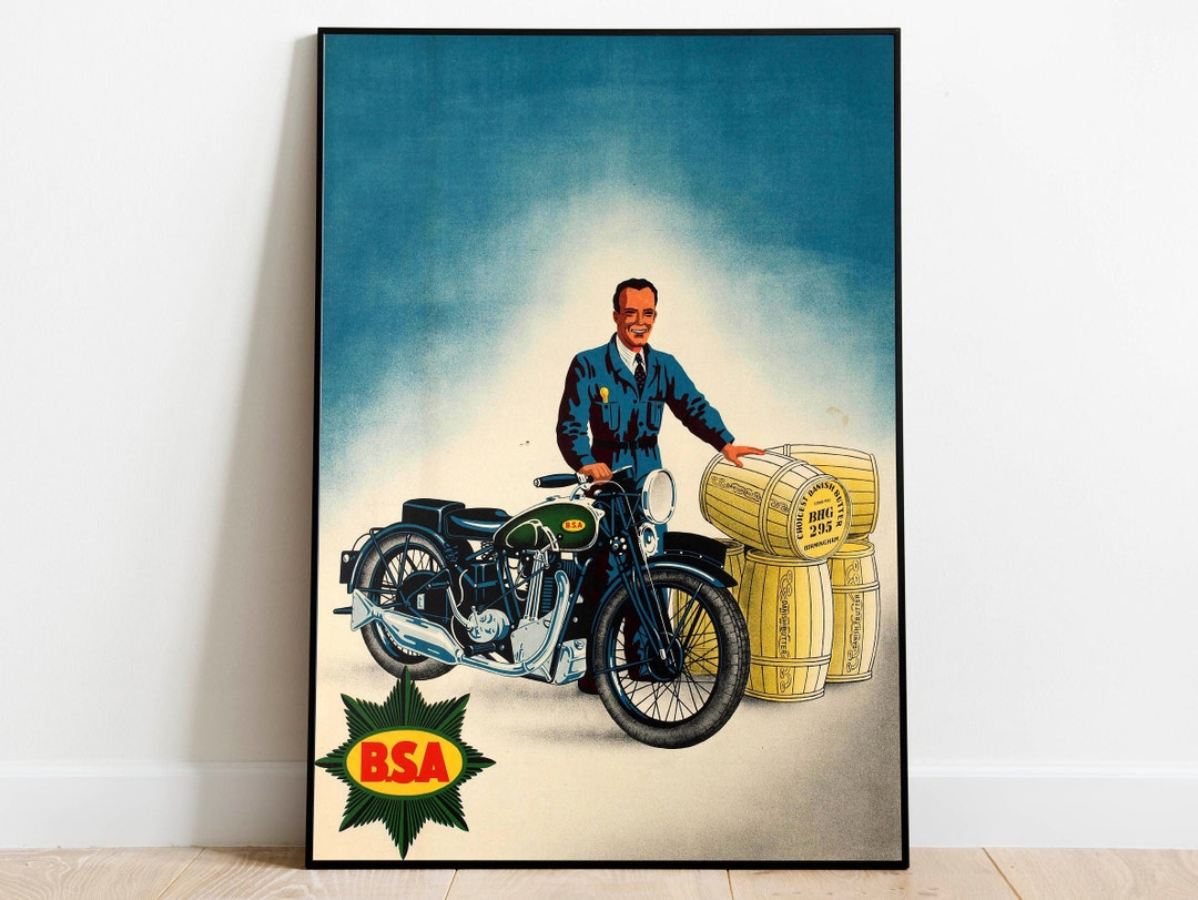 Vintage Motorcycle Advertising Poster Art Framed Art Print Wall Decor ...