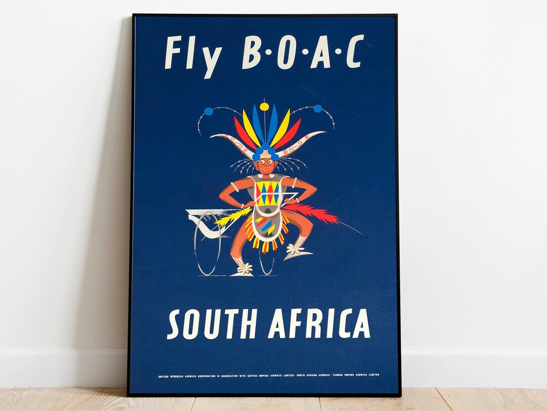 South Africa Travel Poster: Vintage BOAC Wall Art Print - Etsy