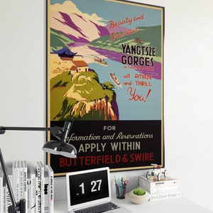 Yangtsze Poster| China Travel Print| Vintage Travel Print| Yangtsze ...