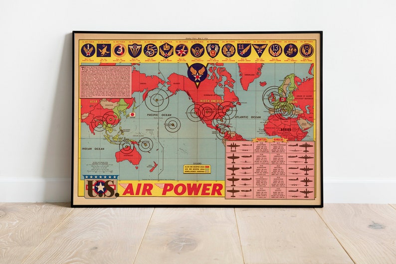 US Air Force Poster WWII Poster WW2 Poster WW2 Map Print | Etsy