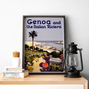 Genoa Wall Art Print| Vintage Poster Art| Italy Travel Print| Canvas ...