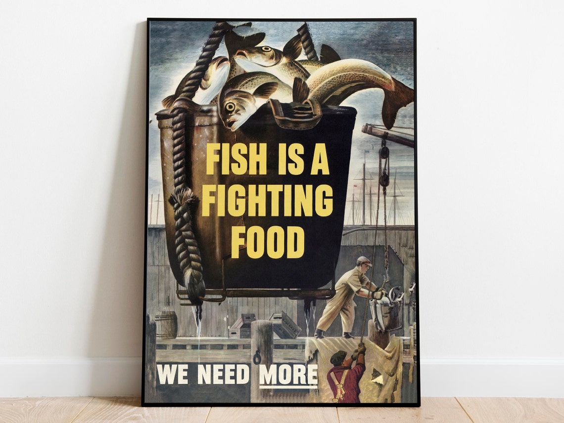 WW2 Propaganda Poster: "fish is a Fighting Food" Vintage Art Print - Etsy