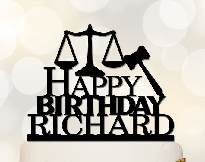 Scales of Justice Acrylic Cake Topper Cake Decor Modern Gold Silver ...