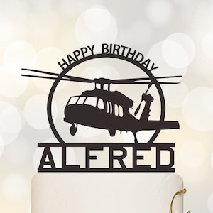 Black Hawk Birthday Cake Topper | Helicopter Cake Topper | Military ...