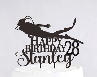 Personalised Scuba Diving Cake Topper - Etsy
