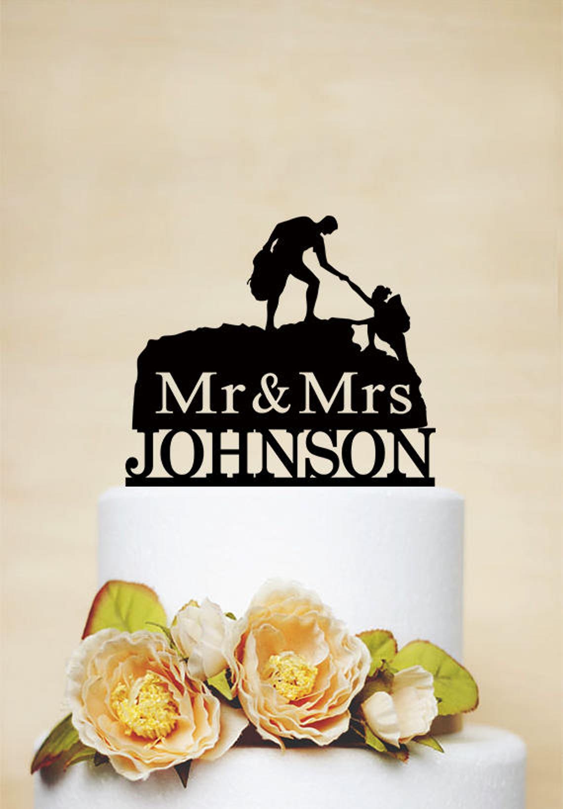 Custom Climbing Cake Toppermr and Mrs Wedding Cake Topper | Etsy