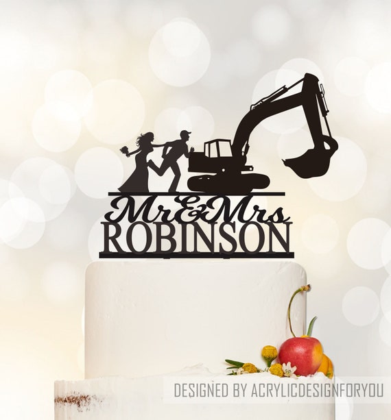 Excavator Wedding Cake Topper Excavator Cake Topper Custom - Etsy