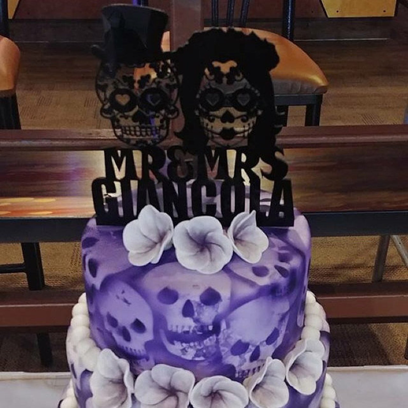 Sugar Skull Cake Topperskeleton Cake Toppermr and Mrs - Etsy
