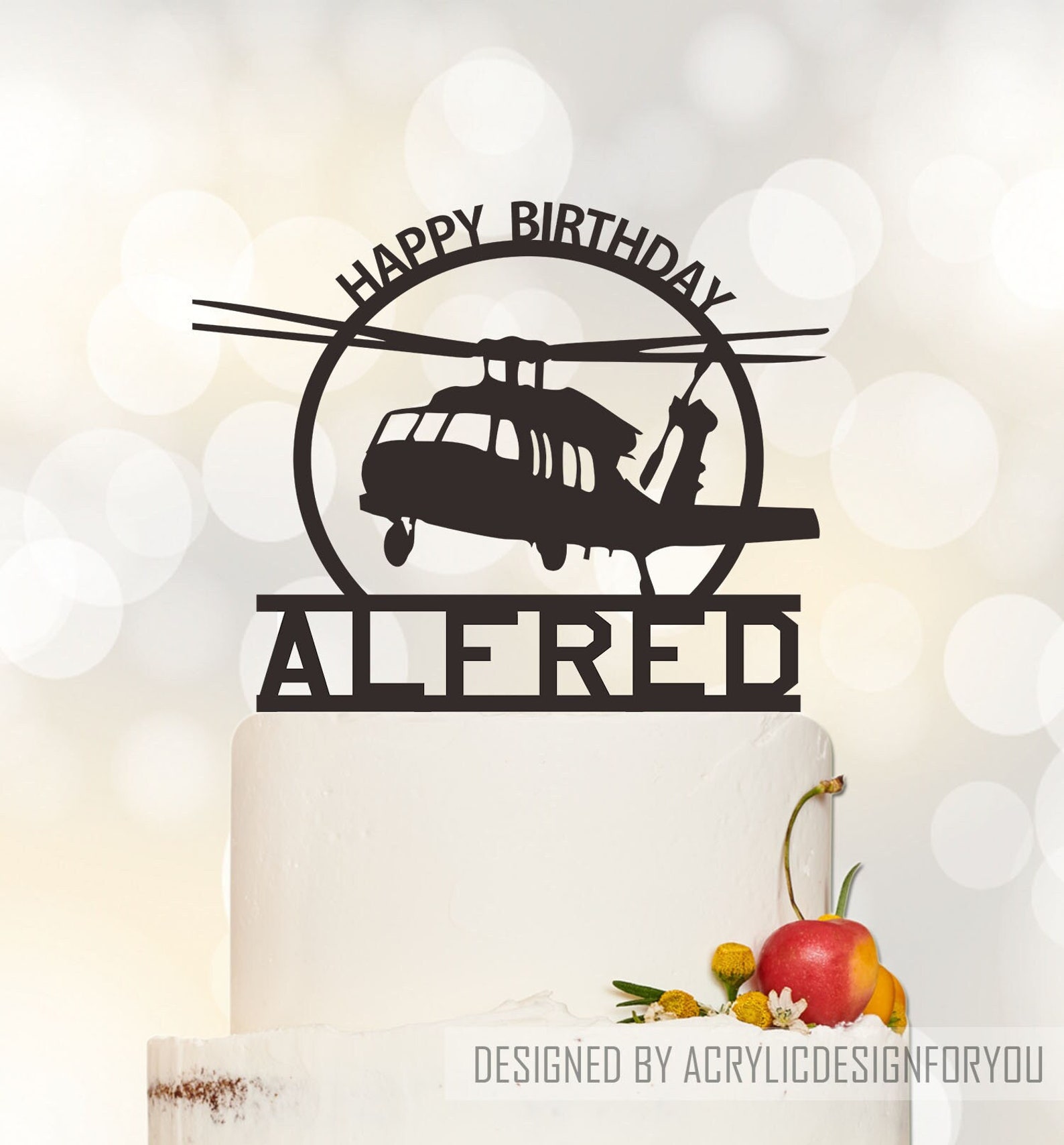 Black Hawk Birthday Cake Topper | Helicopter Cake Topper | Military ...