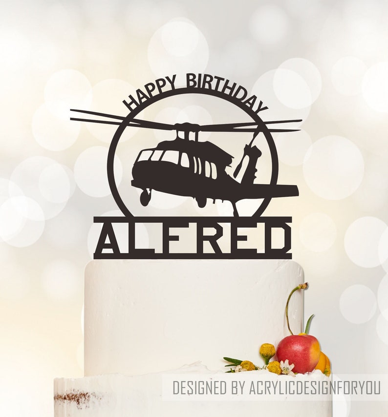 Black Hawk Birthday Cake Topper | Helicopter Cake Topper | Military ...