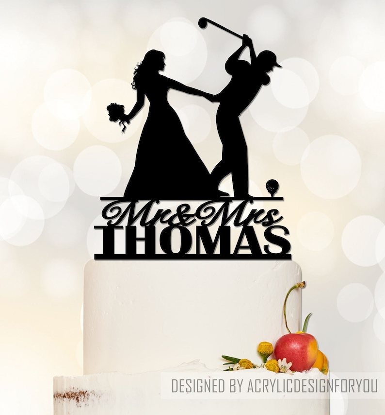 Golf Wedding Cake Topper | Golf Cake Topper | Golfing Couple Cake ...