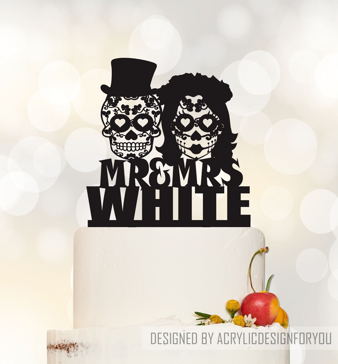 Sugar Skull Cake Topper,skeleton Cake Topper,mr and Mrs Wedding Cake ...