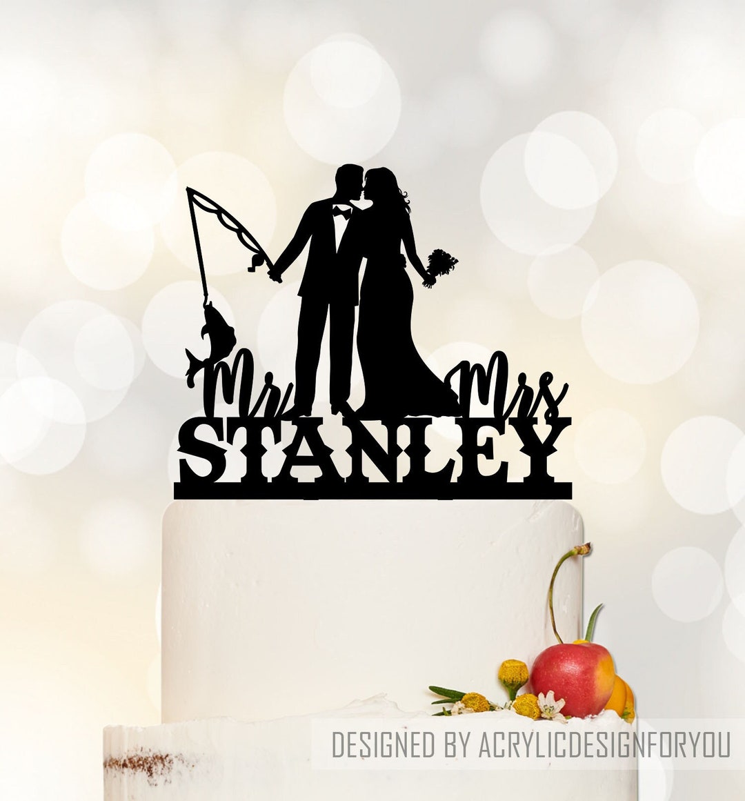 Fishing Wedding Cake Topper, Fisherman Cake Topper, Fishing Theme Decor ...