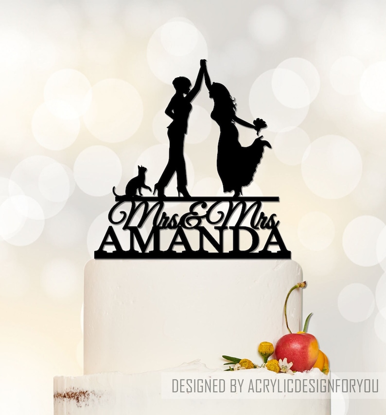 Lesbian Cake Topper With Name Couple Wedding Cake Topper | Etsy