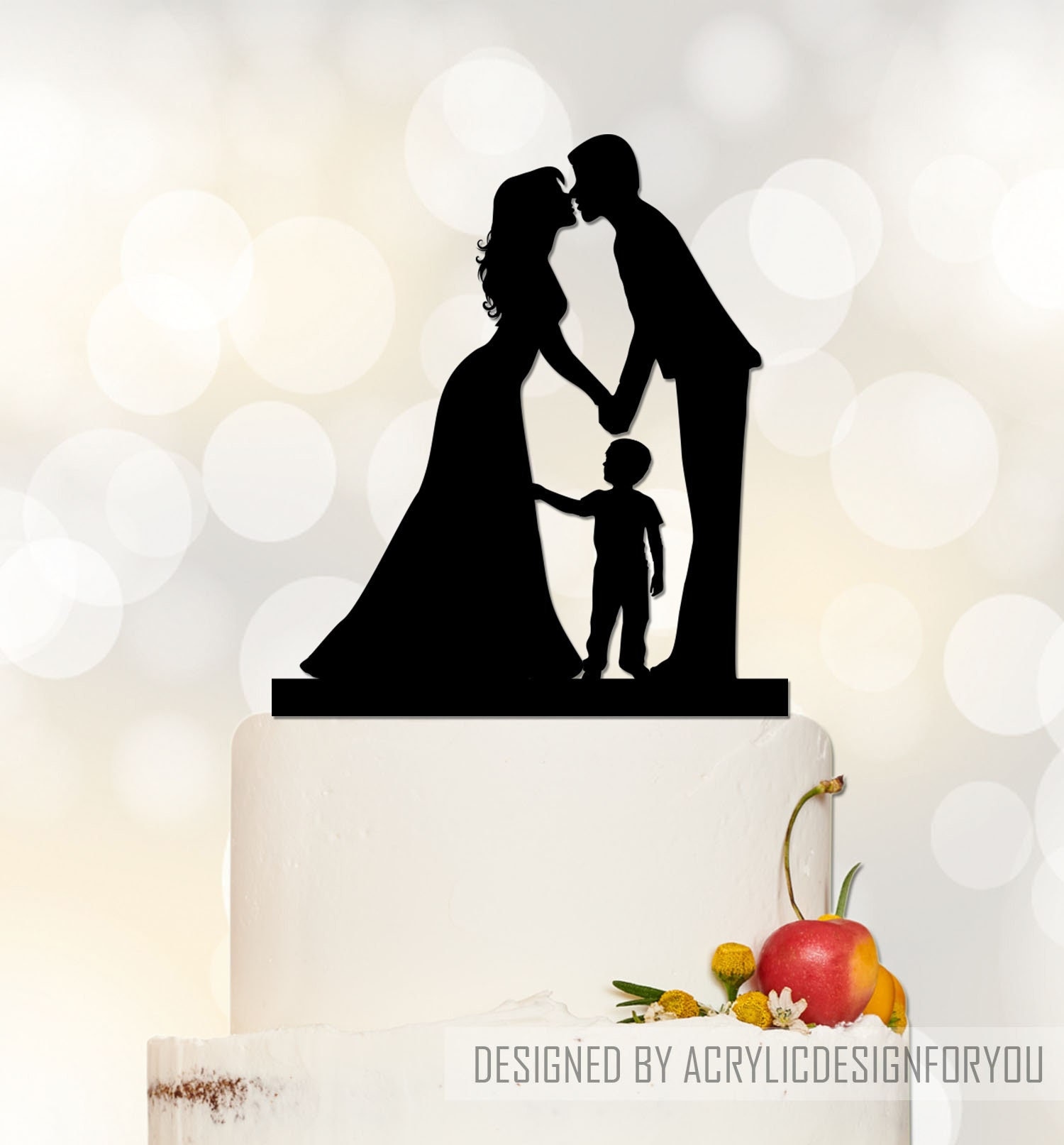 Wedding Cake Toppercouple Silhouette With a Litter Boycustom - Etsy