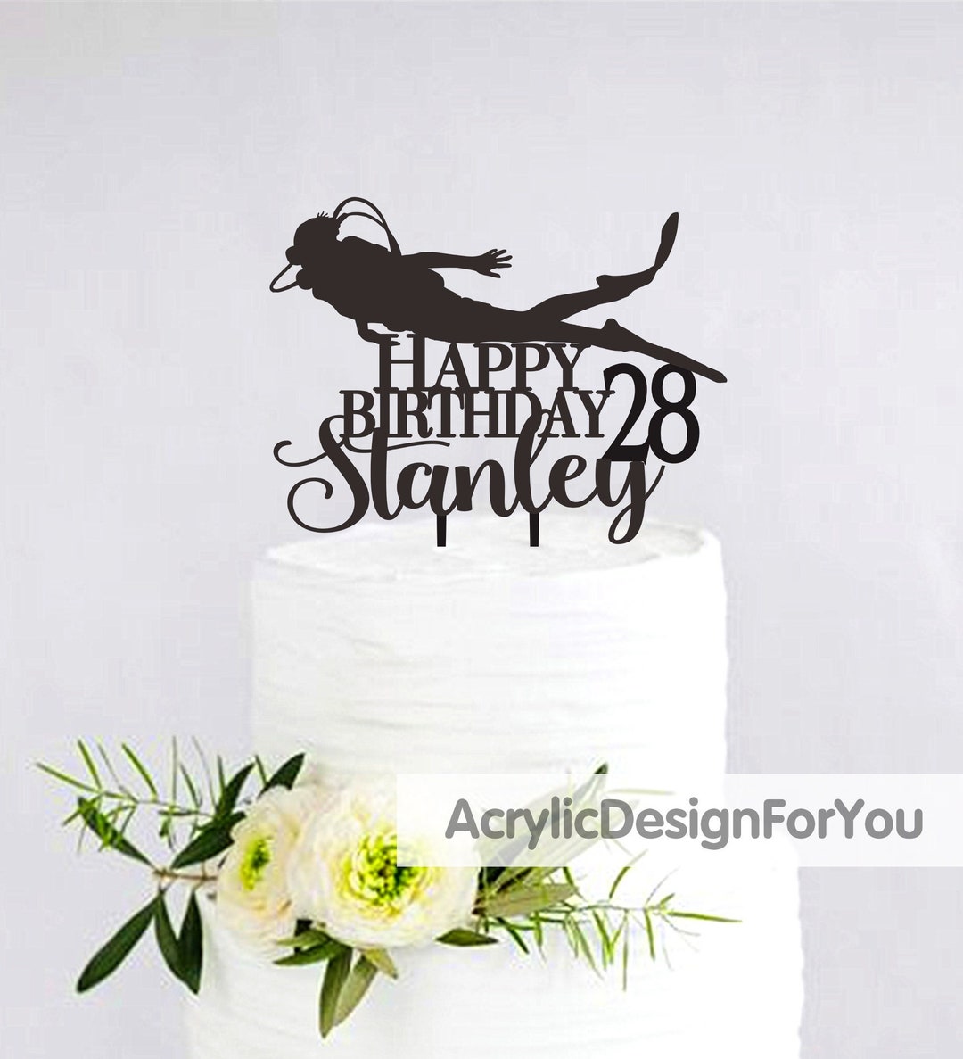 Scuba Diving Cake Topper | Swimming Cake Topper | Diving Birthday Cake ...