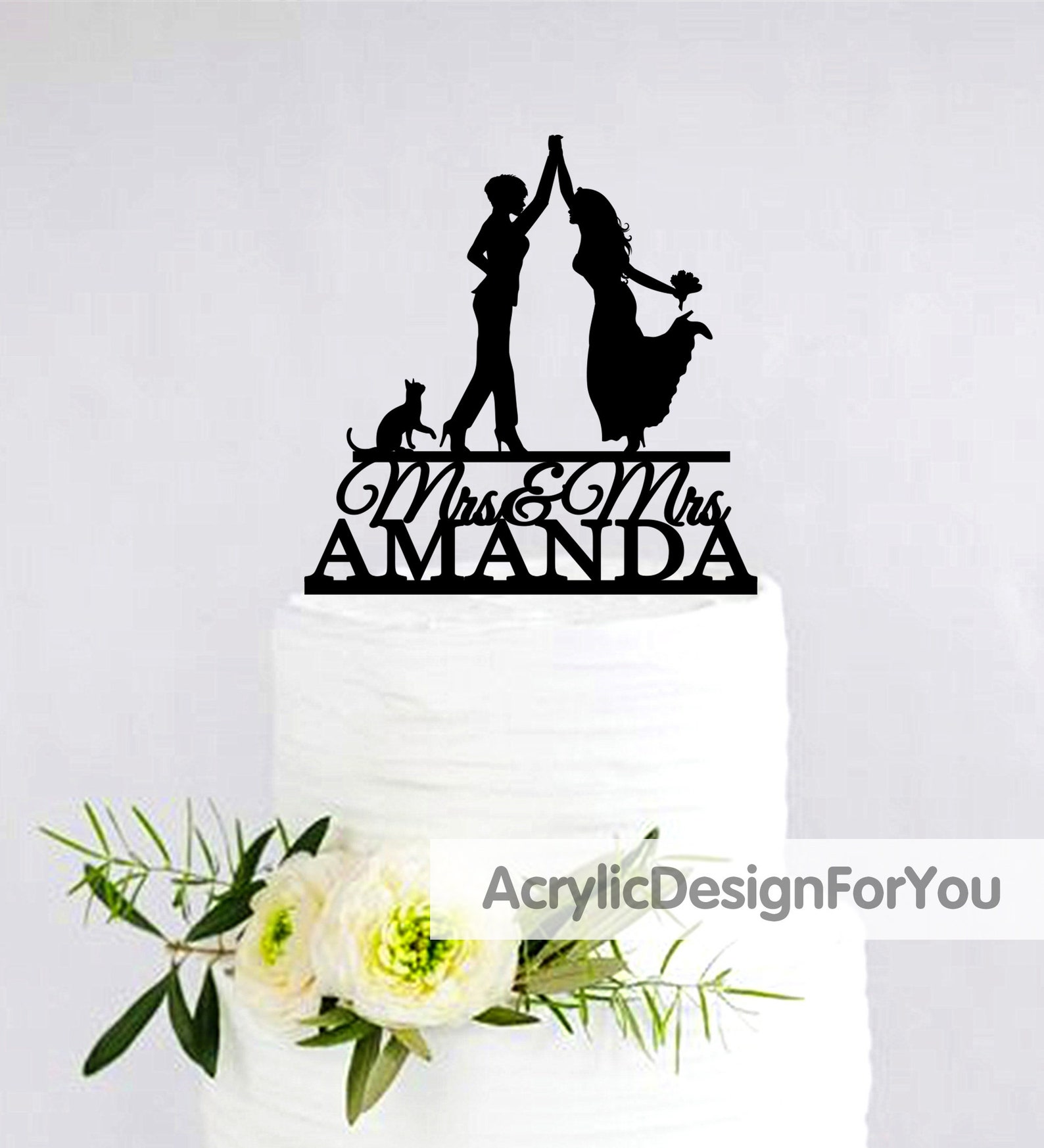 Lesbian Cake Topper With Name Couple Wedding Cake Topper | Etsy