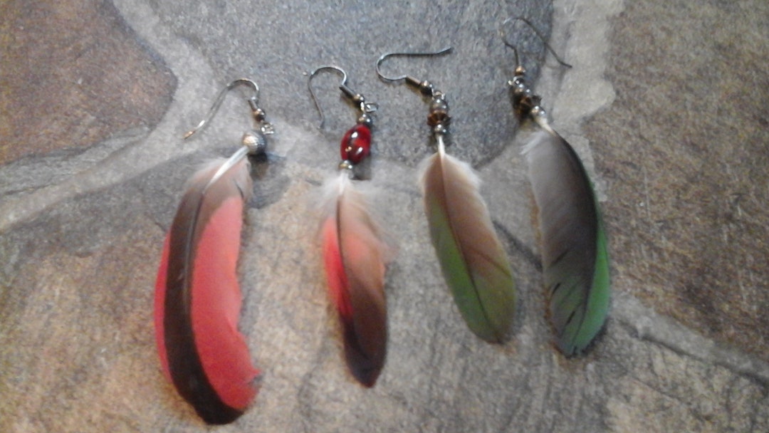 Parrot Feather Earrings for 2 Prs lot 7 Handmade in USA - Etsy