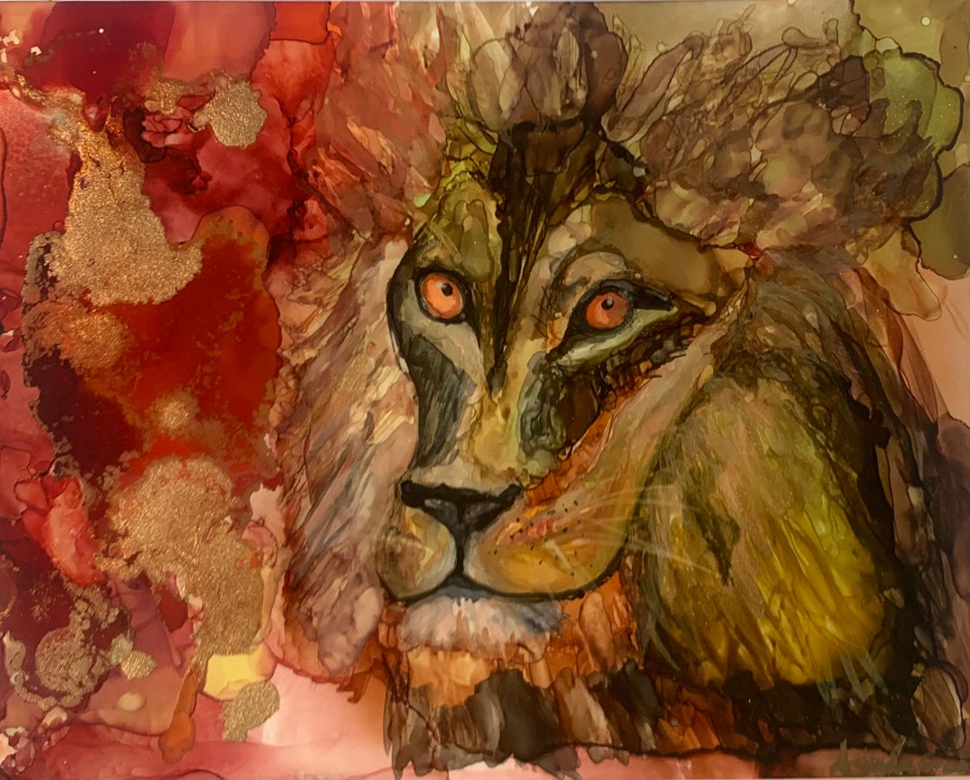 Alcohol Ink Lion - Etsy