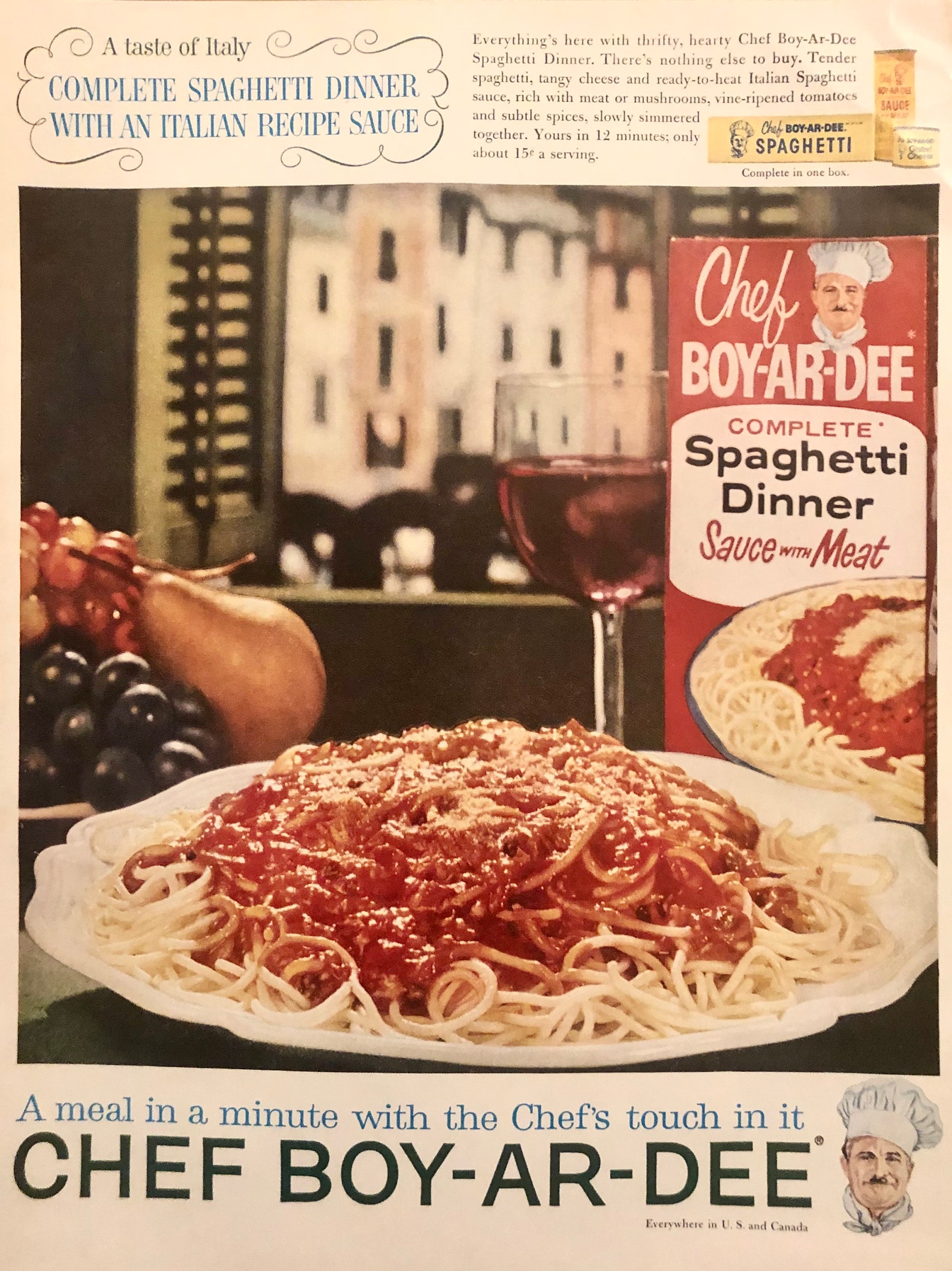 1961 Chef Boy-Ar-Dee Complete Spaghetti Dinner Sauce & Meat | Etsy