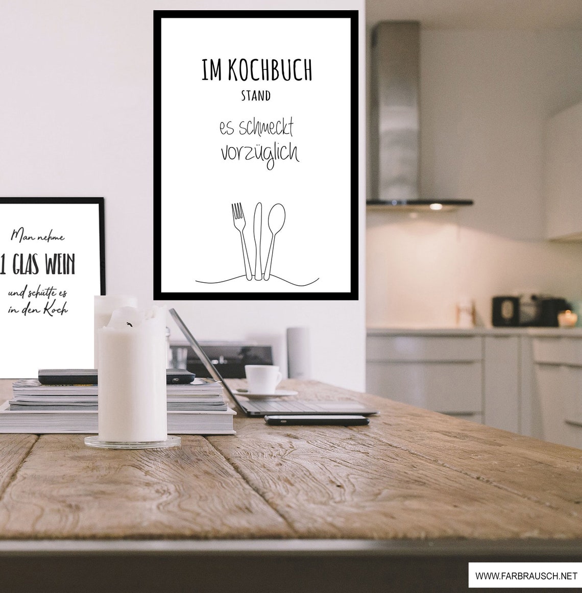 Poster mit Spruch für die Küche "Im Kochbuch stand es schmeckt ...