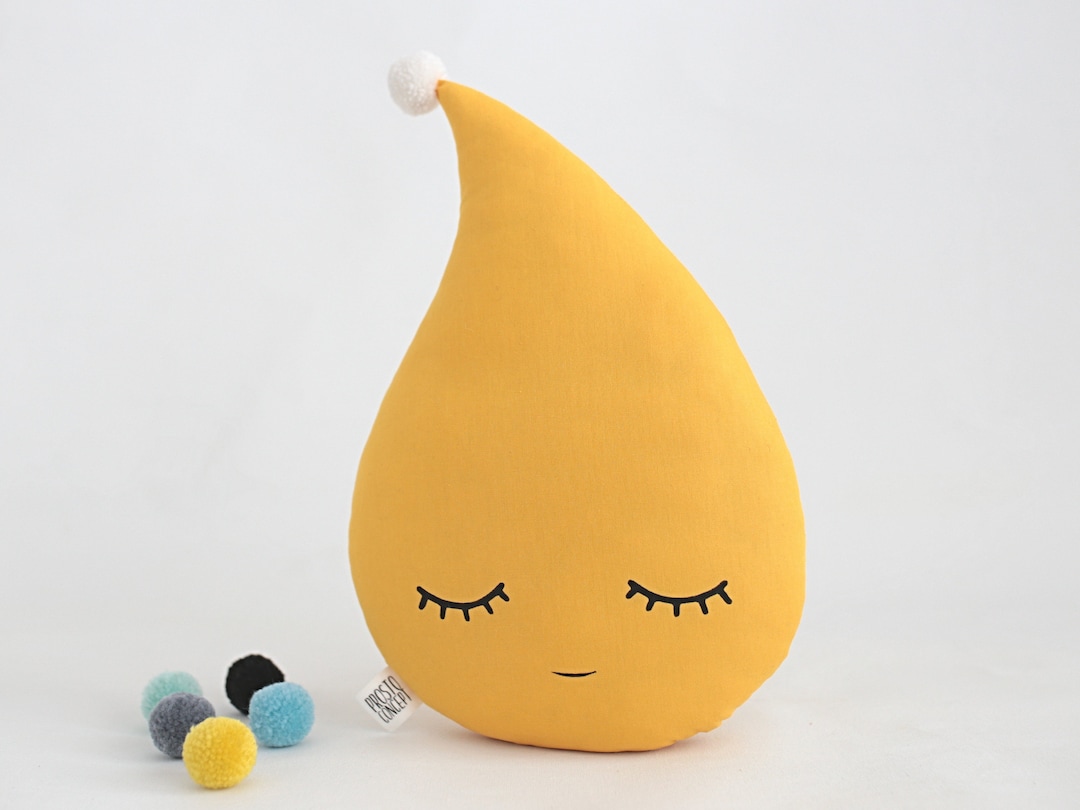 Mustard Yellow Raindrop Pillow, Nursery Cushion, Kids Room Decor Baby ...