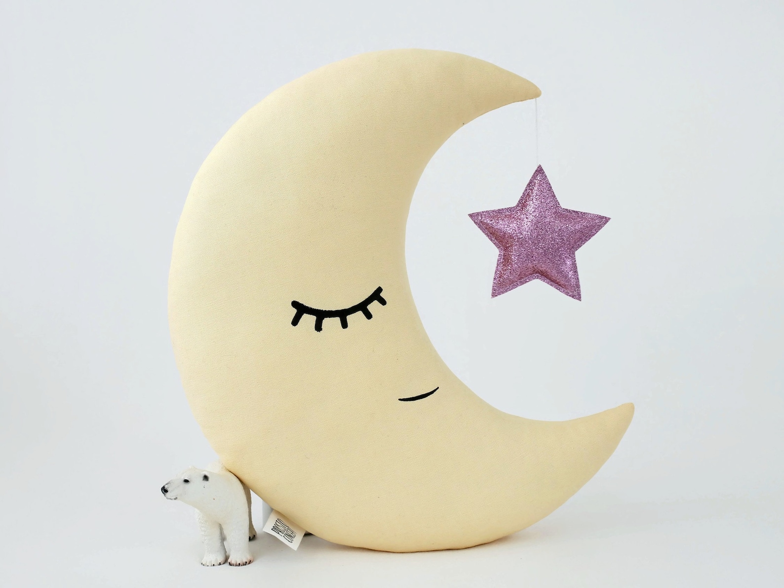 Pale Yellow Crescent Moon Cushion for Nursery Decor, Baby Shower Gift ...