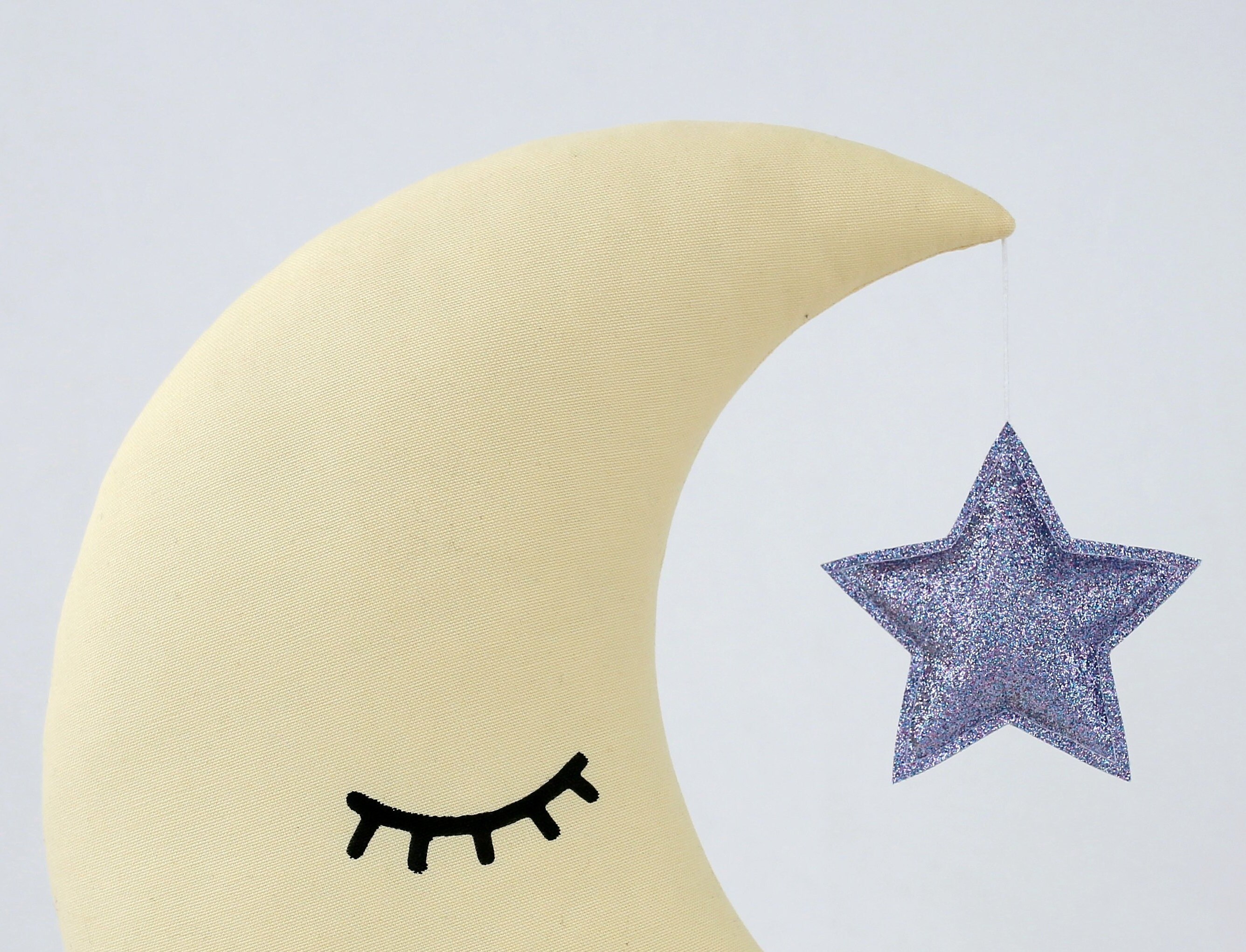 Pale Yellow Crescent Moon Cushion for Nursery Decor, Baby Shower Gift ...