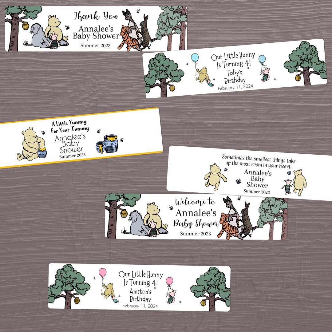 Winnie the Pooh Personalized Labels for Baby Shower Birthday Party ...