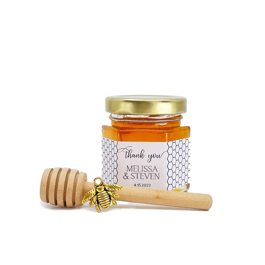 Thank You Honey Wedding Party Shower Favor 2 Oz Honey With Personalized ...