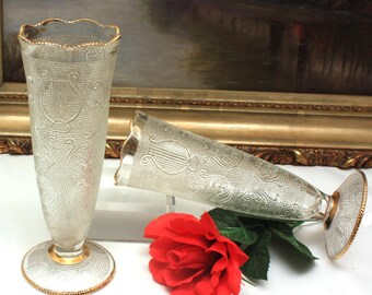 Gold rimmed vase | Etsy