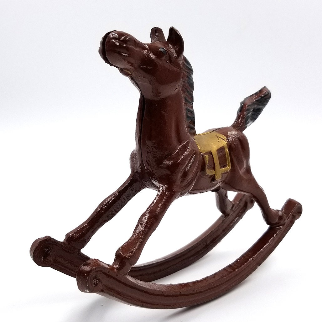 Vintage Painted Cast Iron Rocking Horse - Etsy