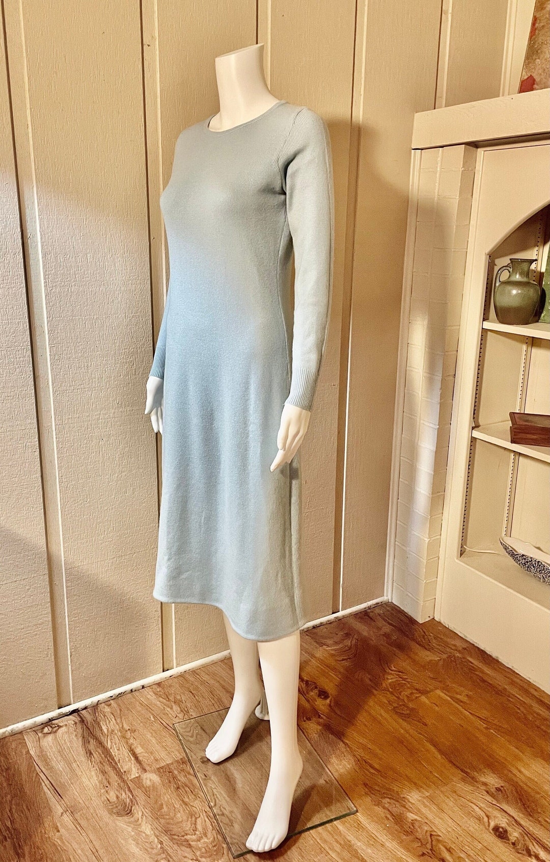Authentic Halston Iconic 1970s Cashmere Dress Powder Blue 70s Chic ...