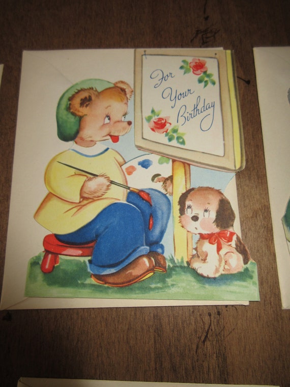 2 Vintage 1950's Birthday Cards Paper & Party Supplies Greeting Cards ...