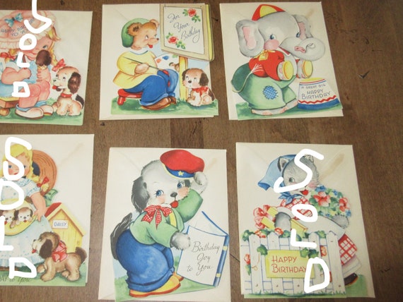 2 Vintage 1950's Birthday Cards Paper & Party Supplies Greeting Cards ...