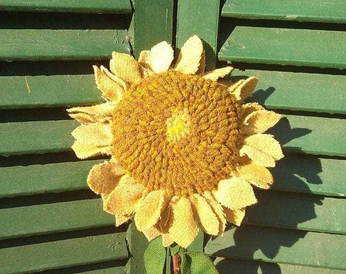 Primitive Hand Hooked Sunflower Folk Art - Etsy