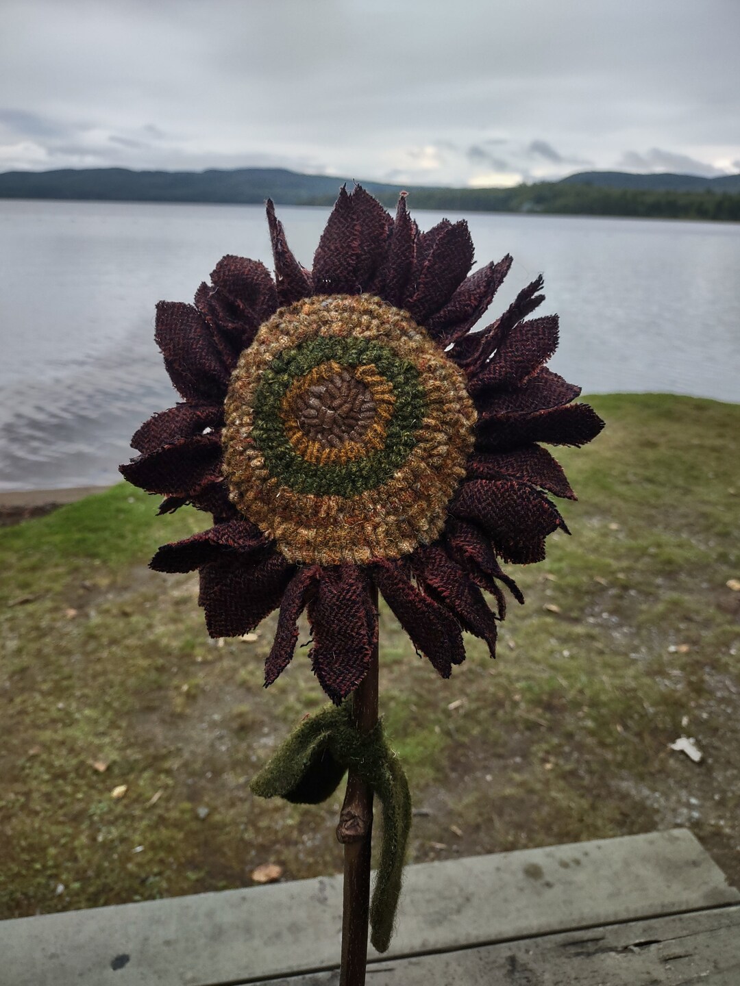 Primitive Hand Hooked Sunflower Folk Art - Etsy