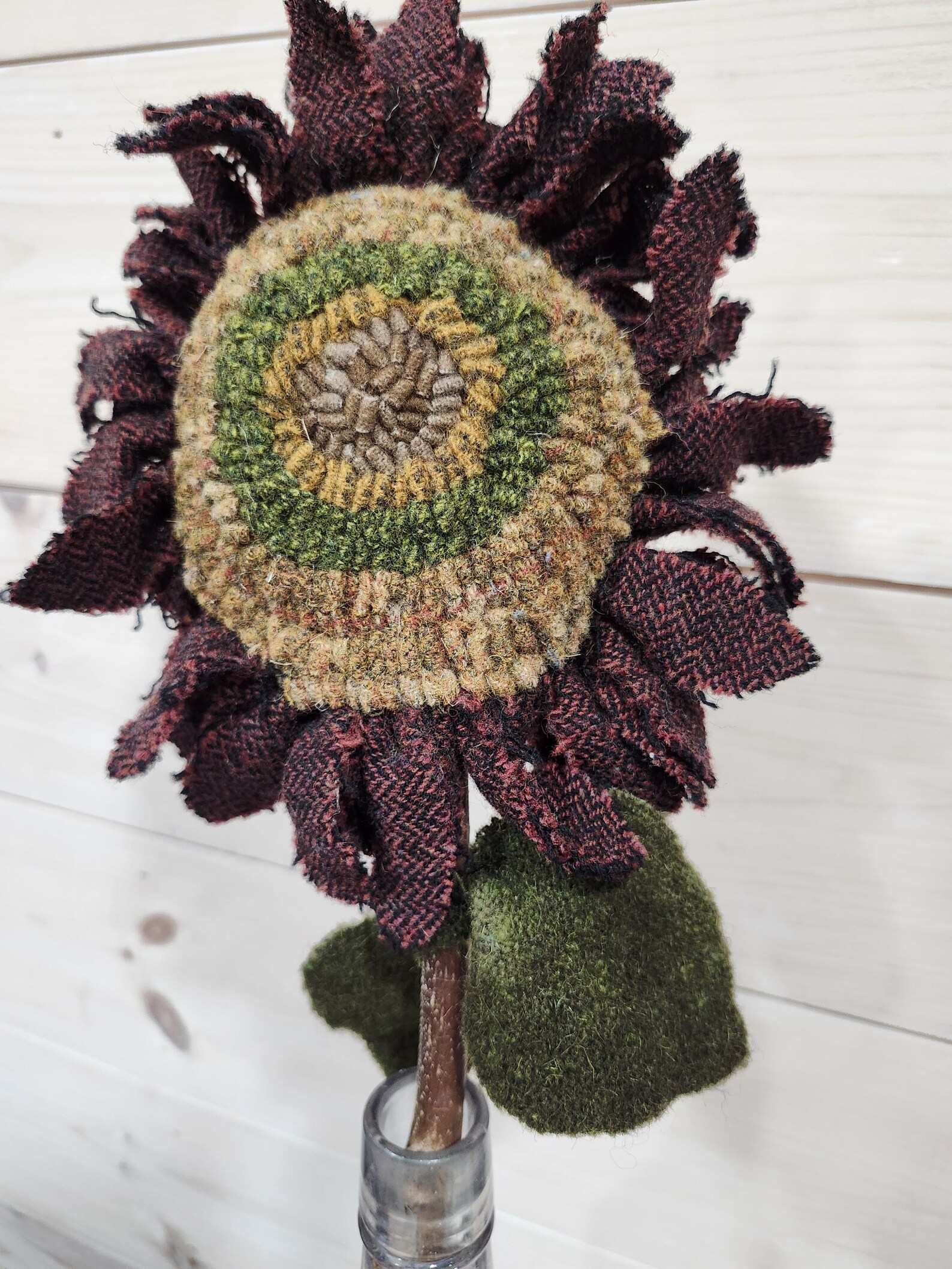 Primitive Hand Hooked Sunflower Folk Art - Etsy