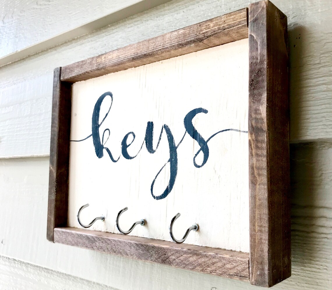 Keys Wood Framed Rustic Sign | Etsy