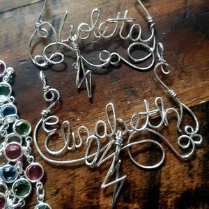 Wire Name Charm W/ Lightening Bolt - Etsy