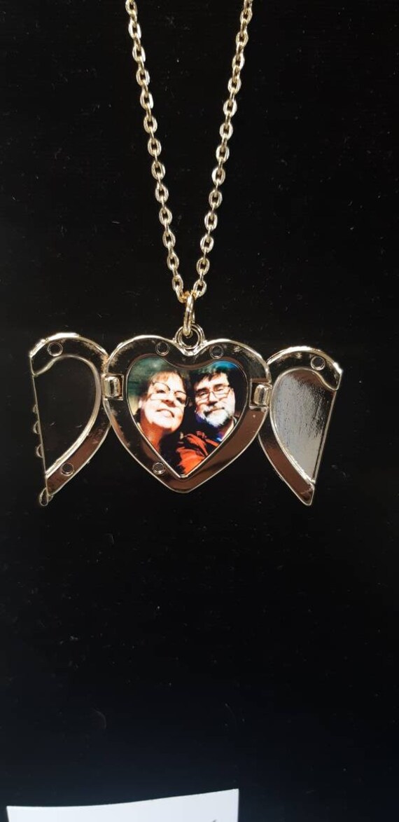 Memorial Angel Wing Locket We Will Prepare Any Photos You. | Etsy