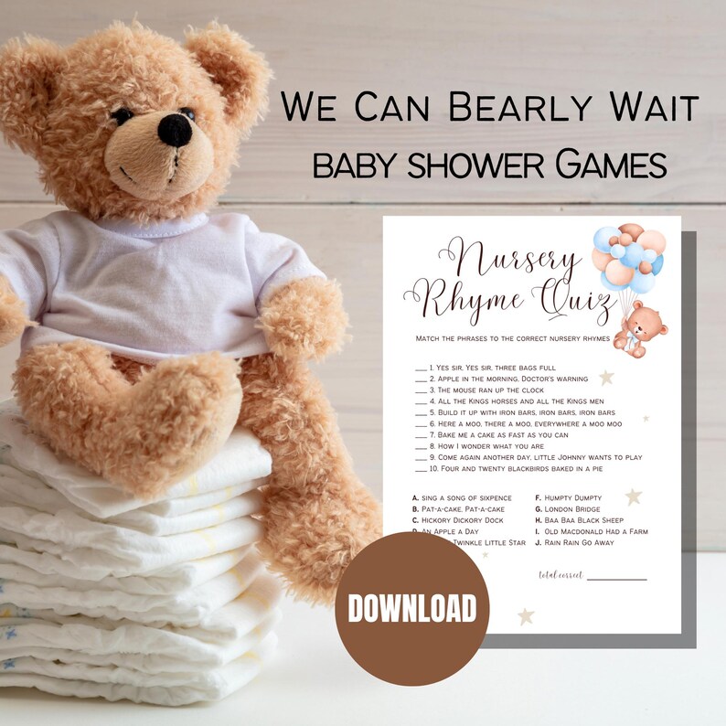 Bear Baby Shower Games Bundle: Printable Activities (instant Download ...