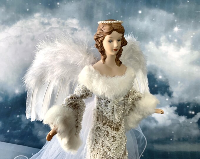 White Angel Christmas Tree Topper, Heirloom Quality Holiday Gift, Angel ...