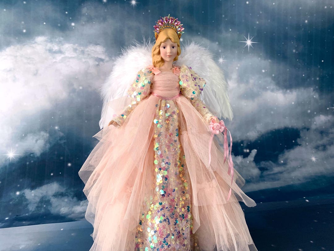 Pink Christmas Tree Topper, Angel, Sparkly Pink Christmas Decoration ...