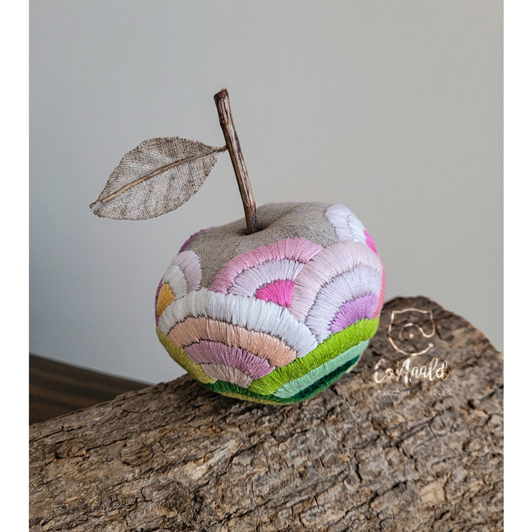 Decorative, Embroidery, Linen Apple Blossoming Apple Orchard. Hand Sewn ...