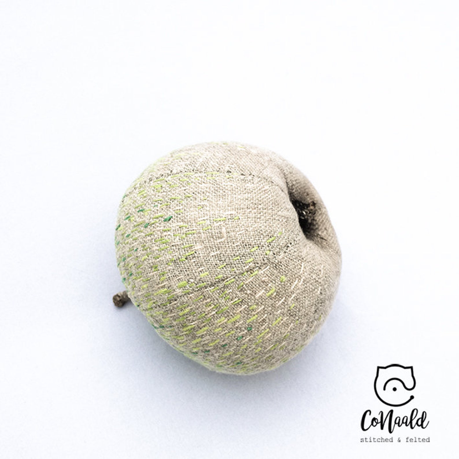 Linen, Hand Embroidered Apple Granny Smith 1. Hand Embroidered. Textile ...