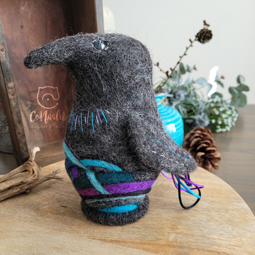Needle Felted Crow With Abstract Landscape. Felt Doll. Wool Art. - Etsy