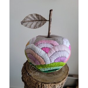 Decorative, Embroidery, Linen Apple Blossoming Apple Orchard. Hand Sewn ...