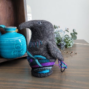 Needle Felted Crow With Abstract Landscape. Felt Doll. Wool Art. - Etsy