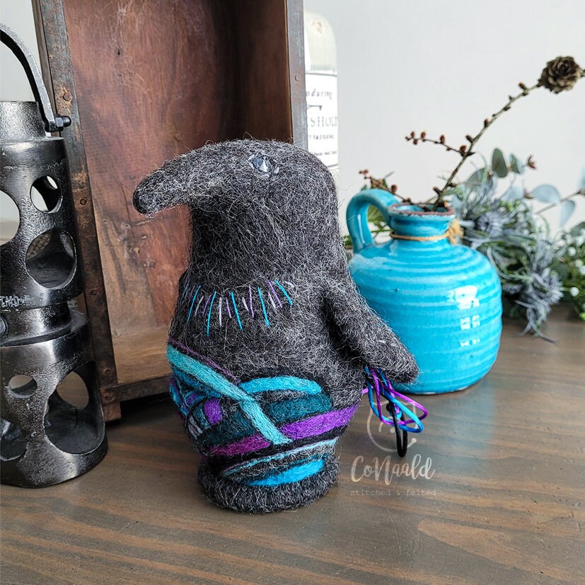 Needle Felted Crow With Abstract Landscape. Felt Doll. Wool Art. - Etsy